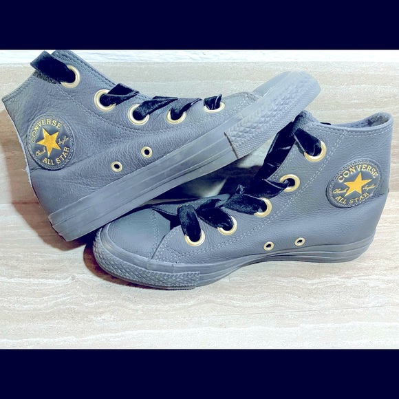 Converse | Shoes | Converse Chuck Taylor Leather Big Eyelets Grey Sz 7 ...